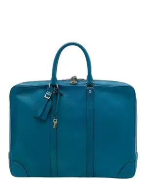 LOUIS VUITTON 2013 Grained Calfskin Porte Documents Voyage Business Bag - Blue