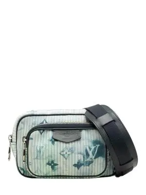 LOUIS VUITTON Monogram Denim Watercolor Hickory Stripes Pouch Crossbody Bag - Blue
