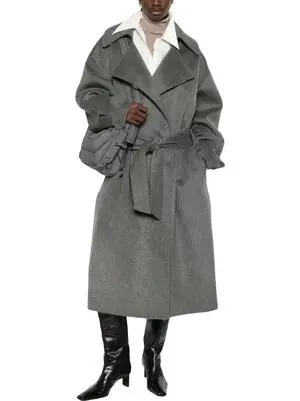 THE FRANKIE SHOP Double-breasted Belted Coat - Grey