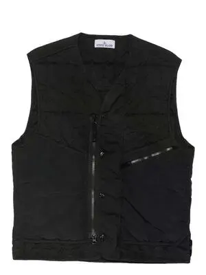 Stone Island Quilted Zip-up Vest - Black
