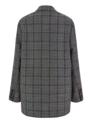 TELA Prince Of Wales Brooch-detail Blazer - Grey