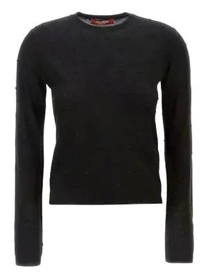 Max Mara Embellished Crew Neck Long Sleeve Sweater - Black