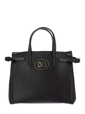 Valentino Garavani Valentino Garavani VLogo Buckle Detail Tote Bag Black