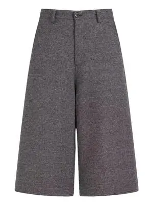 SOCIETE ANONYME Wide Leg Horizontal Stripe Wool Shorts - Grey