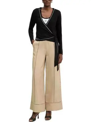 Karl Lagerfeld Faggoting Detail Wide-leg Trousers - Neutrals