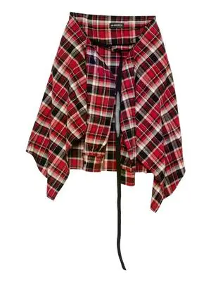 ANN DEMEULEMEESTER Check-pattern Asymmetric Shirt - Red