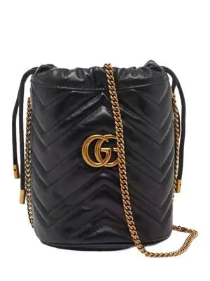 Gucci Gg Marmont Matelassé Bucket Bag - Black