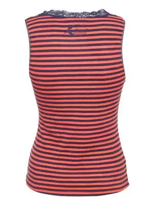 Just Cavalli Striped Lace-trim Tank Top - Red