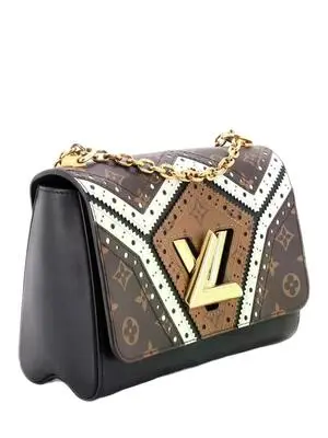 LOUIS VUITTON Twist Handbag Limited Edition Brogue Reverse Monogram Canvas And Leather Mm Shoulder Bag - Brown