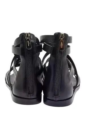 Balmain Logo Embossed Flat Sandals - Black