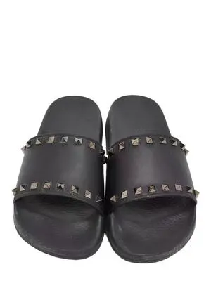 Valentino Garavani Rockstud Embellished Slide Sandals - Black