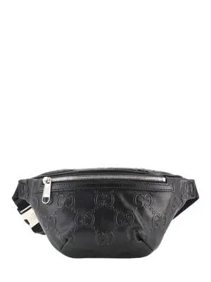 Gucci Gg Embossed Perforated Leather Belt Bag - Black