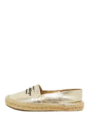 FERRAGAMO Susana Logo-embroidered Flat Espadrilles - Gold