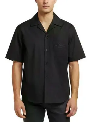 Versace Barocco-print Short-sleeve Shirt - Black
