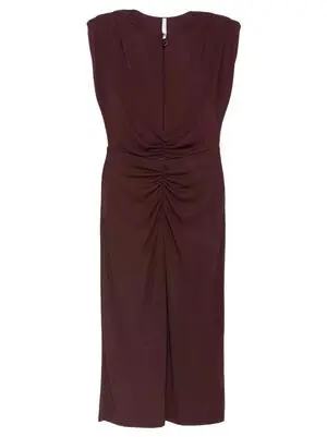 Imperial Ruched Keyhole Detail Dress - Brown