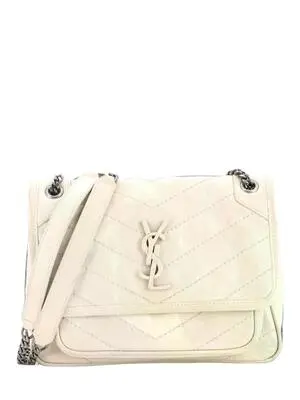 Saint Laurent Niki Chain Flap Bag Matelasse Chevron Leather Baby Shoulder Bag - Neutrals