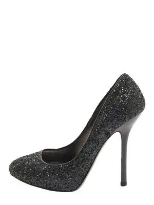 Miu Miu Miu Miu Glitter Round-Toe Stiletto Pumps Black
