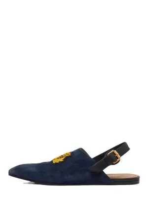 CHRISTIAN LOUBOUTIN Embroidered Suede Slingback Mules - Blue
