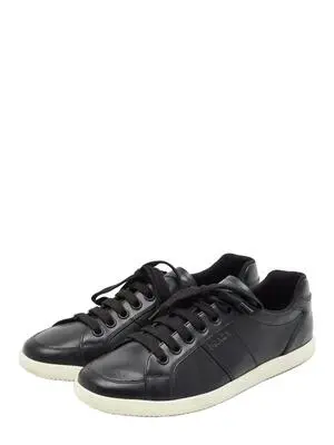 Prada Calf Leather Logo-debossed Lace-up Sneakers - Black