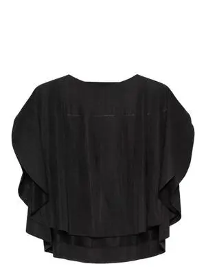 Issey Miyake Pleated Cape-sleeve T-shirt - Black