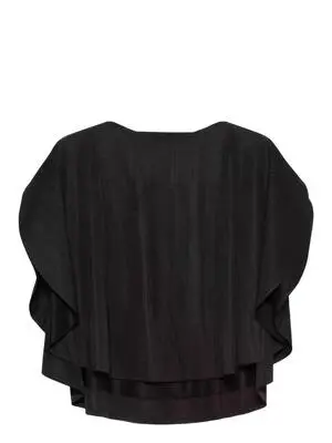 Issey Miyake Pleated Cape-sleeve Top - Black