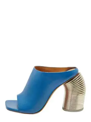 Off-White Metallic Sculptural Block Heel Sandals - Blue