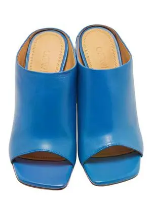 Off-White Metallic Sculptural Block Heel Sandals - Blue