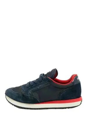 Prada Suede Panel Lace Up Low Top Sneakers - Blue