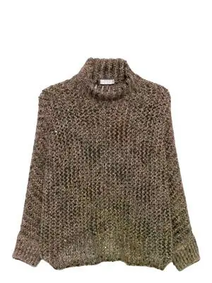 PANICALE Sequin Embellished Roll Neck Sweater - Brown