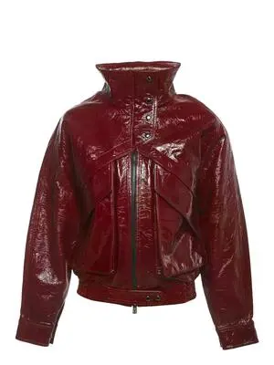 Magda Butrym Leather Bomber Jacket - Red