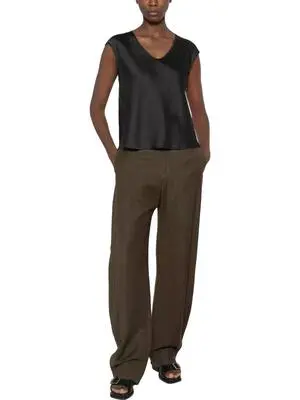 Imperial V-neck Sleeveless Blouse - Black