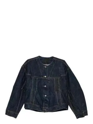 JNBY Oversized Collarless Denim Jacket - Blue