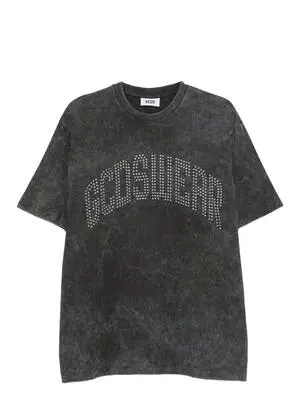 Gcds Stud-embellished Acid-wash T-shirt - Grey