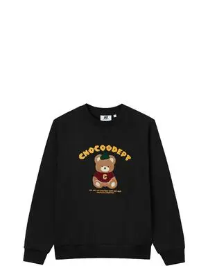 CHOCOOLATE Bear Patch Long Sleeve Sweatshirt - Black