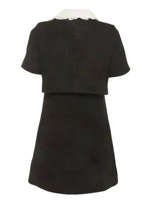 Sandro Tweed Peter Pan Collar Mini Dress - Black
