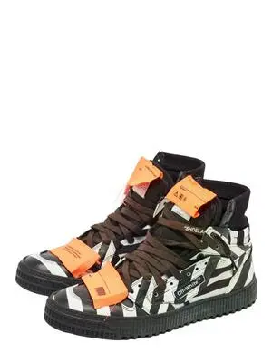 Off-White Off Court High Top Striped Lace-up Sneakers - Black