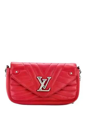 LOUIS VUITTON New Wave Chain Pochette Quilted Leather Clutch Bag - Red