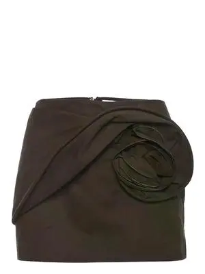 Magda Butrym Floral Appliqué Mini Skirt - Brown