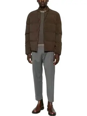 BRIGLIA 1949 Pleated Detail Cropped Trousers - Grey