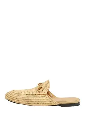 Gucci Princetown Horsebit Raffia Mules - Neutrals