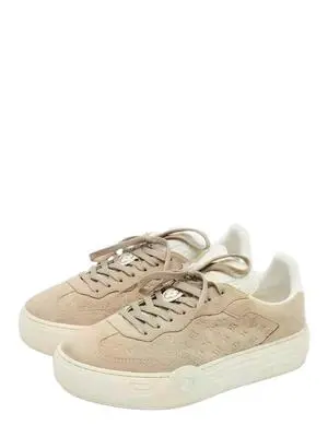 LOUIS VUITTON Beige Monogram Suede Platform Sneakers - Neutrals