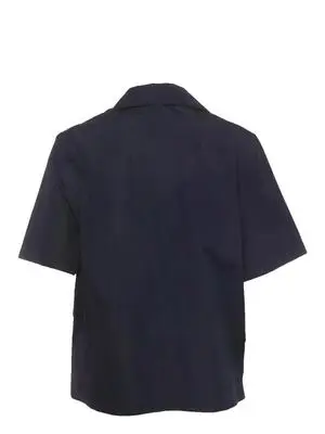 Prada Navy Cotton Camp Collar Short Sleeve Shirt - Blue