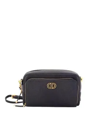 Dior Caro Double Pouch Leather Crossbody Bag - Black