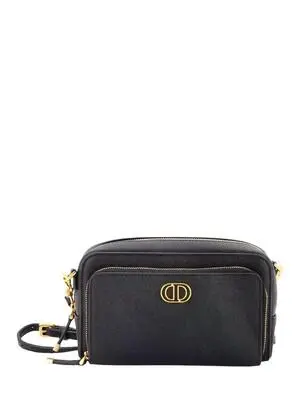 Dior Caro Double Pouch Leather Crossbody Bag - Black