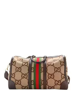 Gucci Savoy Web Jumbo Gg Canvas Duffle Bag - Brown