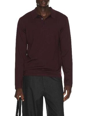 Simkhai Reynolds Long Sleeve Polo Fig