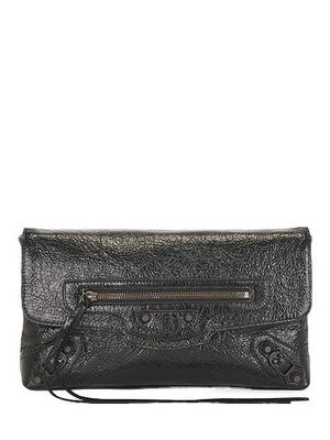 Balenciaga Le City Small Clutch In Arena Lambskin - Black