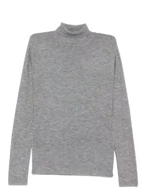 Fabiana Filippi Sequin Embellished Turtleneck Sweater - Grey