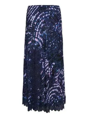 Cara Cara Lace-trim Midi Skirt - Blue