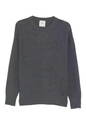 THE AMHANTE Textured Knit Crew Neck Sweater - Grey